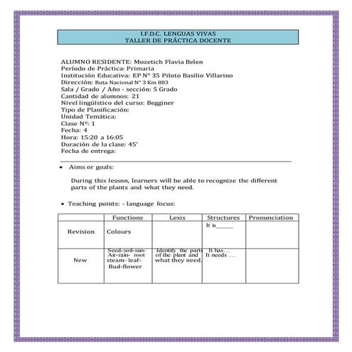 lesson plan 1 primaria -passed | DOCX