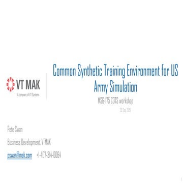Common Synthetic Training Environment for US Army Simulation | PDF
