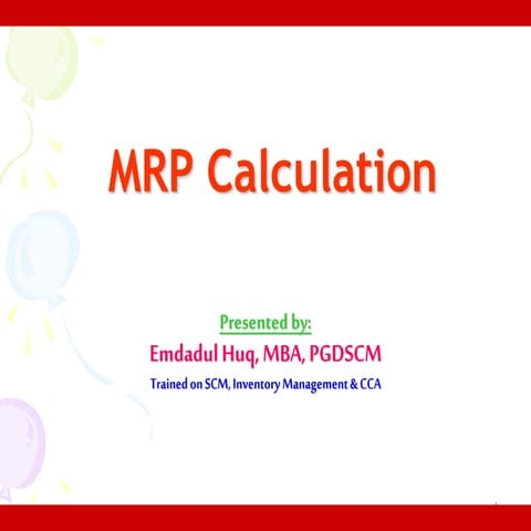 Assignment on MRP Calculation | PPTX