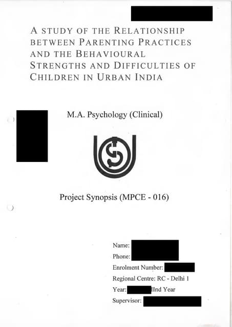 Cover Page for Research Dissertation Synopsis MCFTP002 | PDF