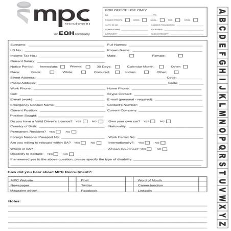 Mpc recruitment application form (2016) | PDF | Resume Writing and ...