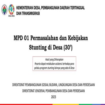 Permasalahan dan Kebijakan Konvergensi Penurunan Stunting di Desa.pptx