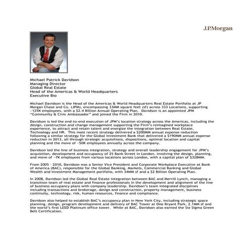 Michael P Davidson - Executive Bio | PDF | Business Banking & Finance ...