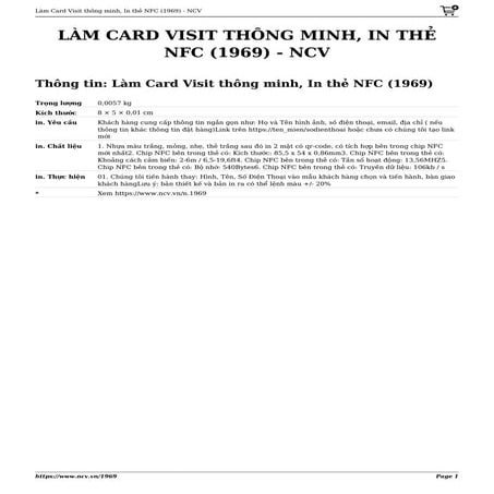 Làm Card Visit thông minh, In thẻ NFC (1969) | PDF