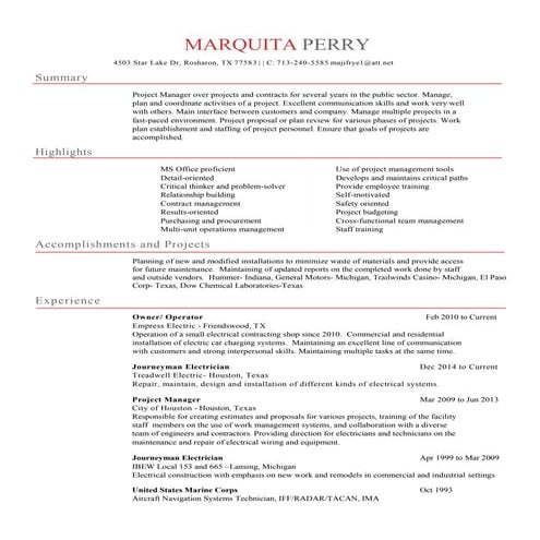 M Perry Resume | PDF