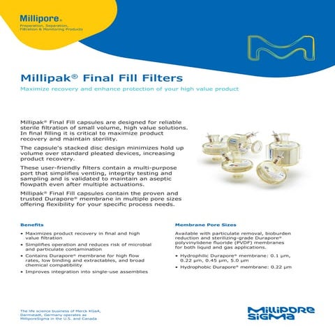 Millipak® Final Fill Filters | PDF