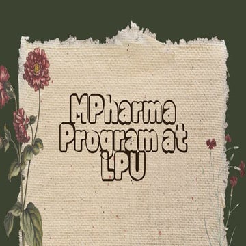 M-Pharma Program at LPU Master of Pharmacy | PDF