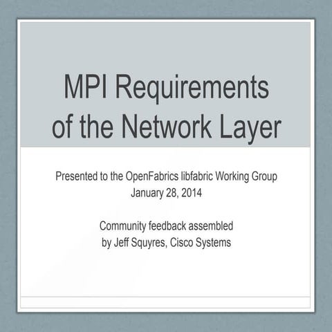 Mpi Requirements Of The Network Layer Ppt 8493