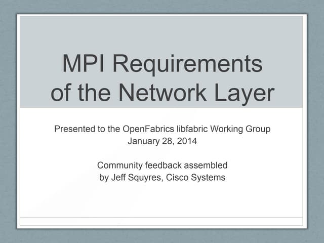 Mpi Requirements Of The Network Layer Ppt 8493