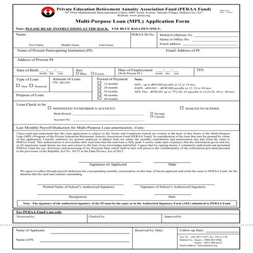 PERAA MPL Revised Form | PDF