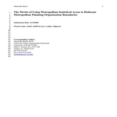 Establishing an MPO Boundary: the MSA vs. UZA Standard | PDF