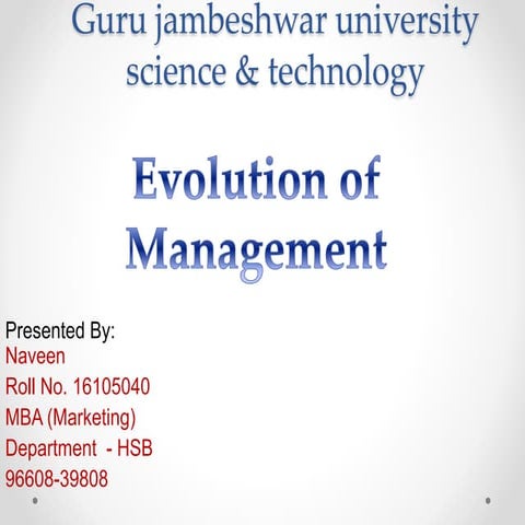 Evolution of Management | PPTX