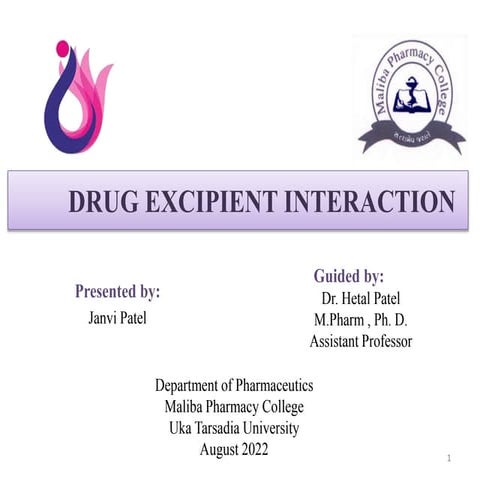 Drug excipient interaction modern pharmaceutics | PPTX