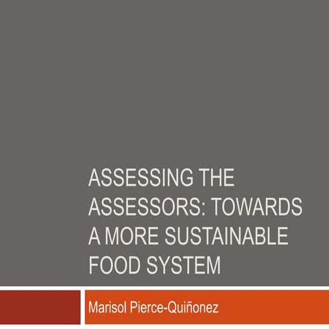 Food System Assessments as a tool for Sustainability | PPTX