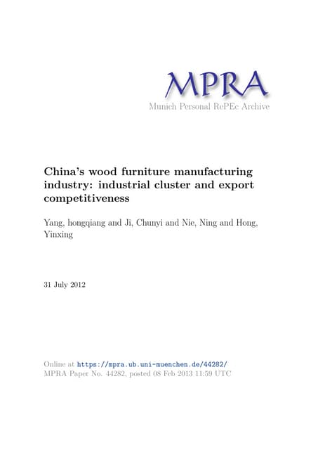 Wood and Wooden Furniture Industry | PDF