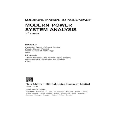 Modern power system analysis. By D.P. and Nagrath, I.J., 2003. Tata ...