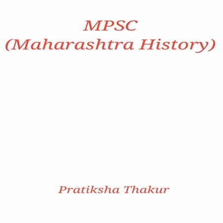 MPSC (Maharashtra History) | PDF