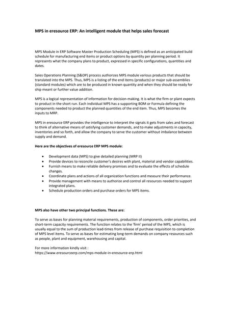 Plant maintenance in eresource erp | PDF