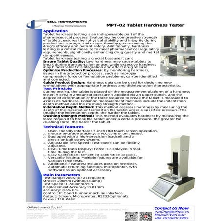 The Significance of Tablet Hardness Testing in Pharma | PDF