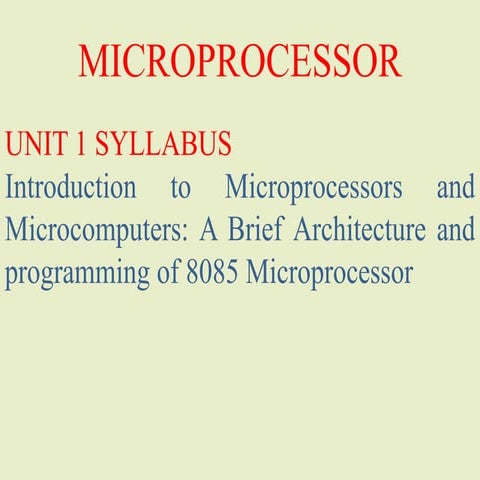Microprocessor & microcontroller | PPT