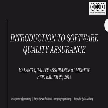 Meetup #1 - Introduction to Software Quality Assurance | PDF