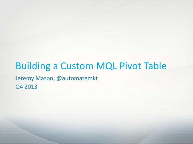 Mql Pivot Table From Pardot Marketing Automation System Pptx Computing Technology And Computing