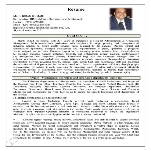 Mr.Kiran Kumar Resume HMIS | DOCX