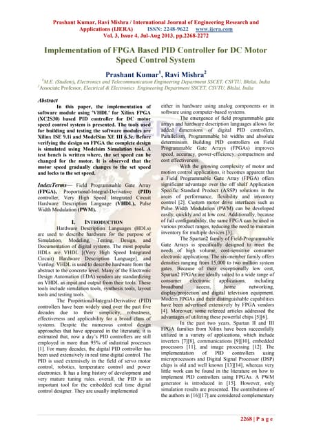 Implementation Of Pid Controller Pwm Module On Fpga Pdf 7883