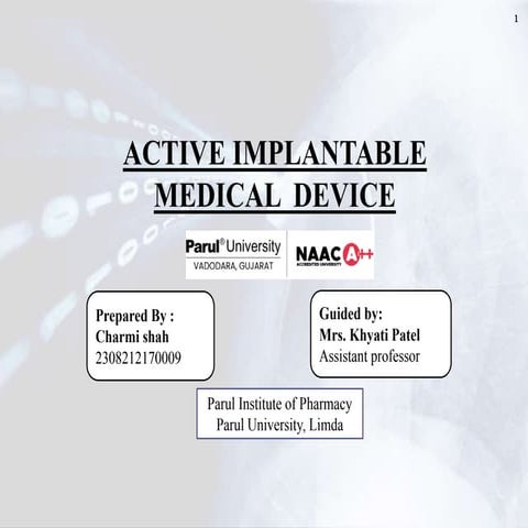 ACTIVE IMPLANTABLE MEDICAL DEVICE IN EUROPE | PPTX