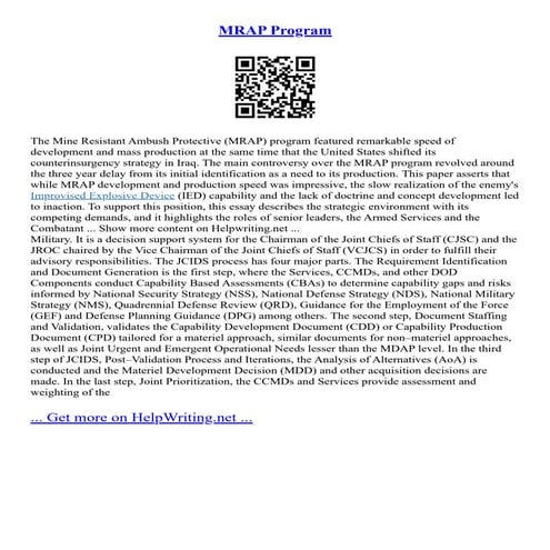 MRAP Program | PDF