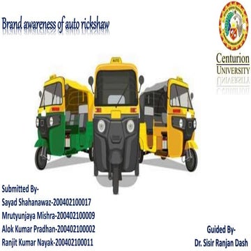 Marketing Research of Auto Rickshaw | PPT