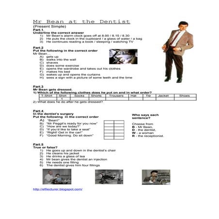 Mr bean at the dentist - present simple | DOC