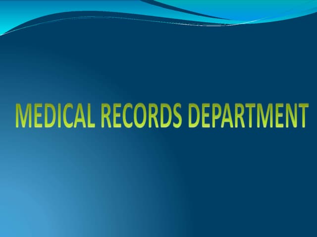 Org and management of medical record dept. | PDF