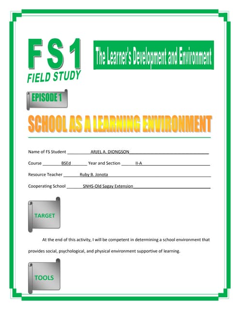 Field study 1 episode 1 | DOC | Educational Assessment | Education