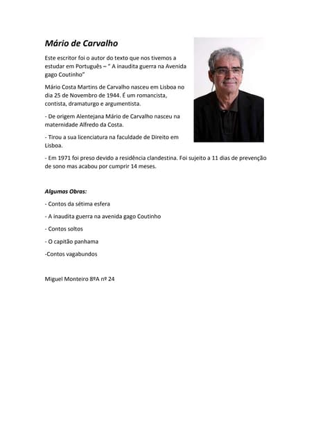 Biografia de Mário de Carvalho | PDF