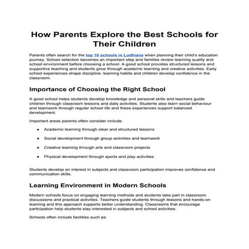 How Parents Explore the Best Schools for Their Children | DOCX