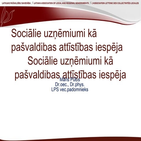 Kas ir sociālā uzņēmējdarbība? | PPT