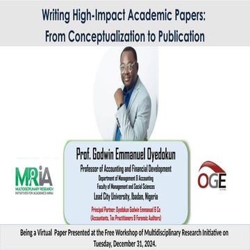 Writing High Impact Academic Papers from Conceptualization to ...