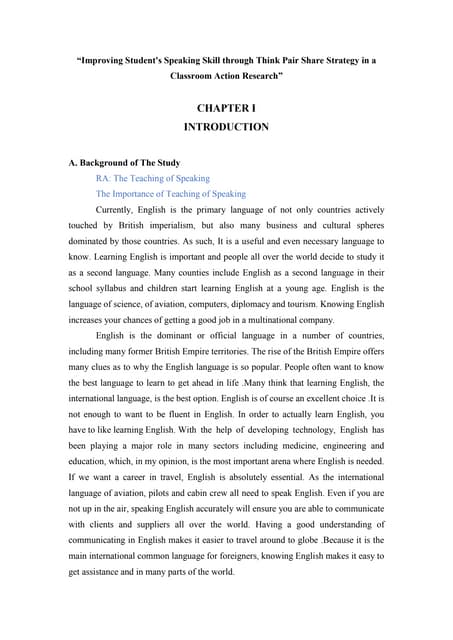 A CLASSROOM ACTION RESEARCH IMPROVING SPEAKING SKILLS THROUGH INFORMATION GAP ACTIVITIES | PDF