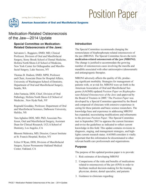 Osteonecrosis of the Jaws (BRONJ, MRONJ) | PPTX