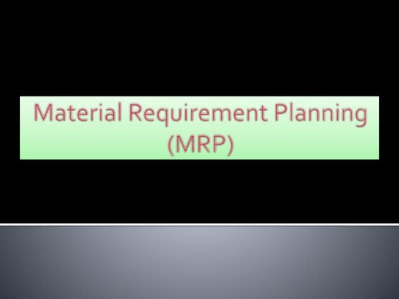 MATERIAL PLANNING PROCESS | PPT