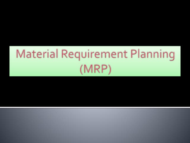 Stock requirements list md04 | PPT