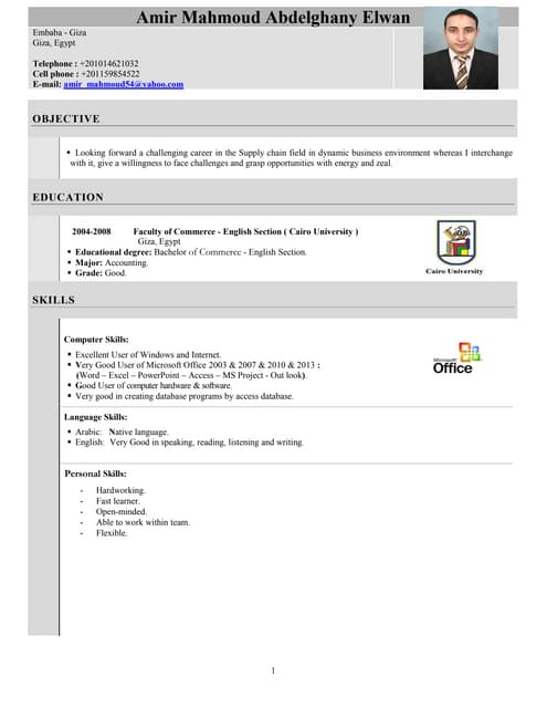 Amr Gamal CV | DOCX | Operating Systems | Computer Software and Applications