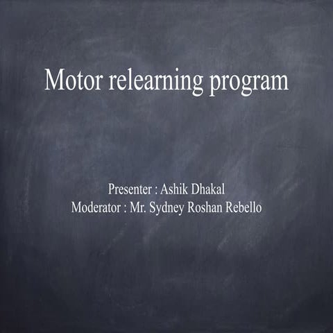 Motor Relearning Technique (MRP) | PDF
