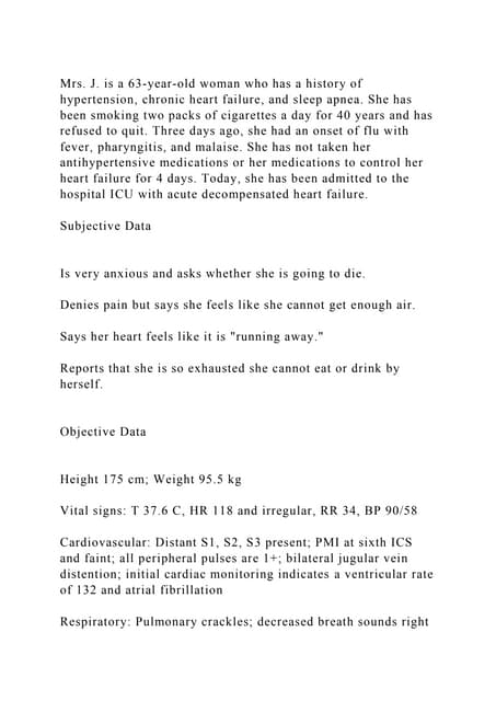 Use the following Case Scenario, Subjective Data, and Objective | DOCX