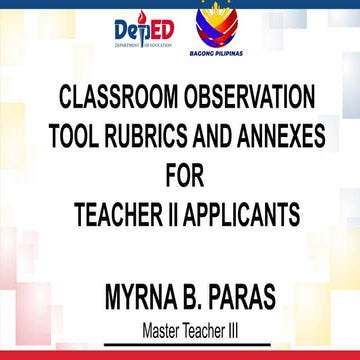 Classroom Observation Indicators PEMS 2024-2025 | PPTX
