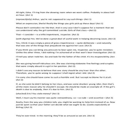 An Inspector Calls - Quotations | DOC