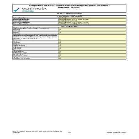 Mrv it system_certification_report_kyma_verifavia_vf | PDF