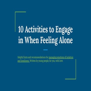 15 Activities to Engage in When Feeling Alone | PDF