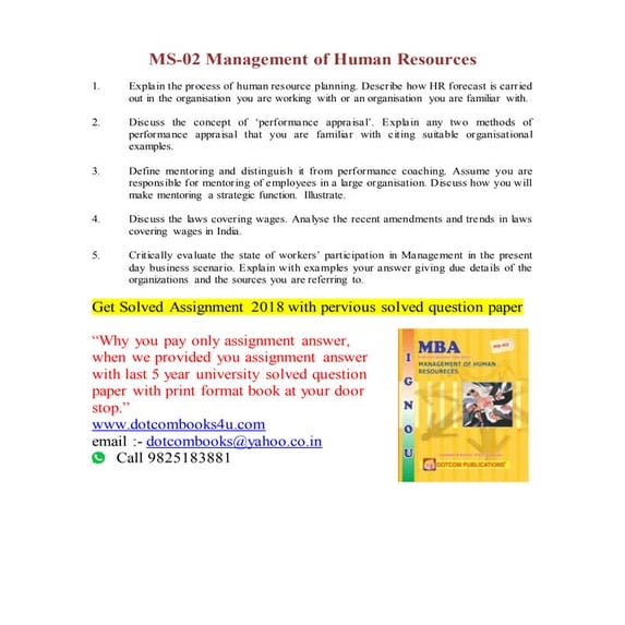 Ms 02 ignou assignment 2018 | DOCX | Human Resources | Business